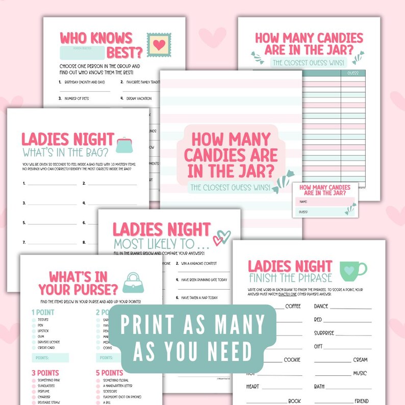 Ladies Night Game BUNDLE, Printable Girls Night Games, Galentine's Day ...