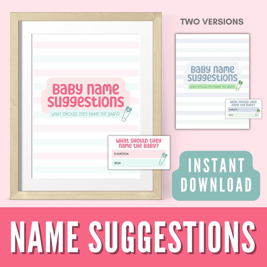 Baby Name Suggestion Cards Printable, Girl or Boy Name Suggestions Card ...