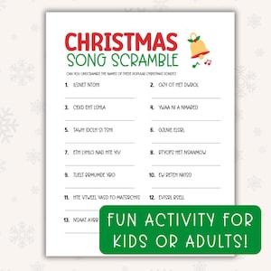Christmas Song Scramble Game Printable, Christmas Game for Large Groups ...