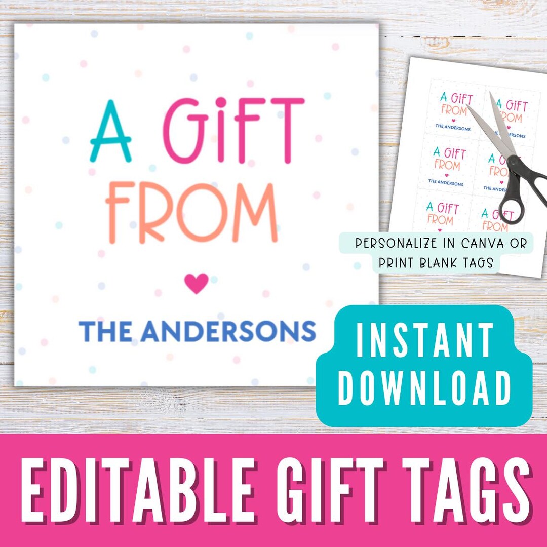 Printable Personalized Gift Tags, A Gift From Enclosure Cards, Colorful ...