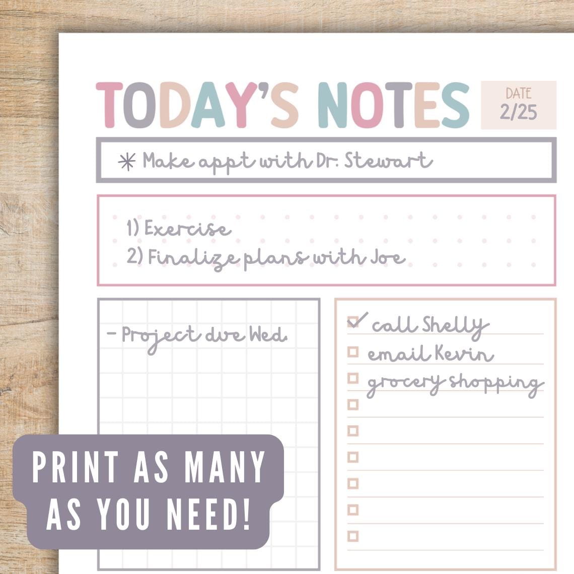Colorful Notes Page Printable, Cute Lined Notes Template, Printable ...