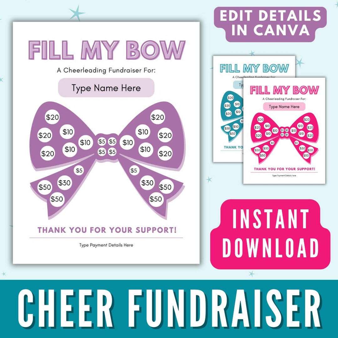 Cheerleading Fill My Bow Fundraiser, Cheer Competition Fundraiser, Cute ...