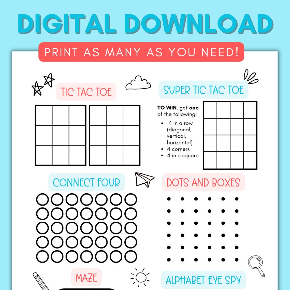 Kids Activity Printable Instant Download Children Coloring and ...