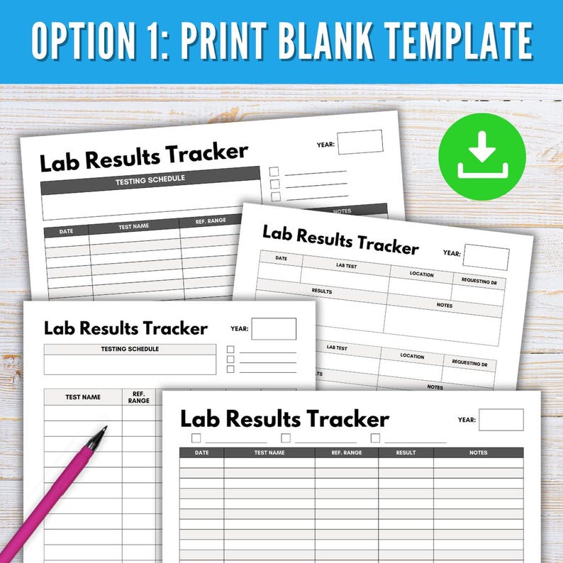 Editable Lab Results Tracker Templates, Printable Lab Result Log ...