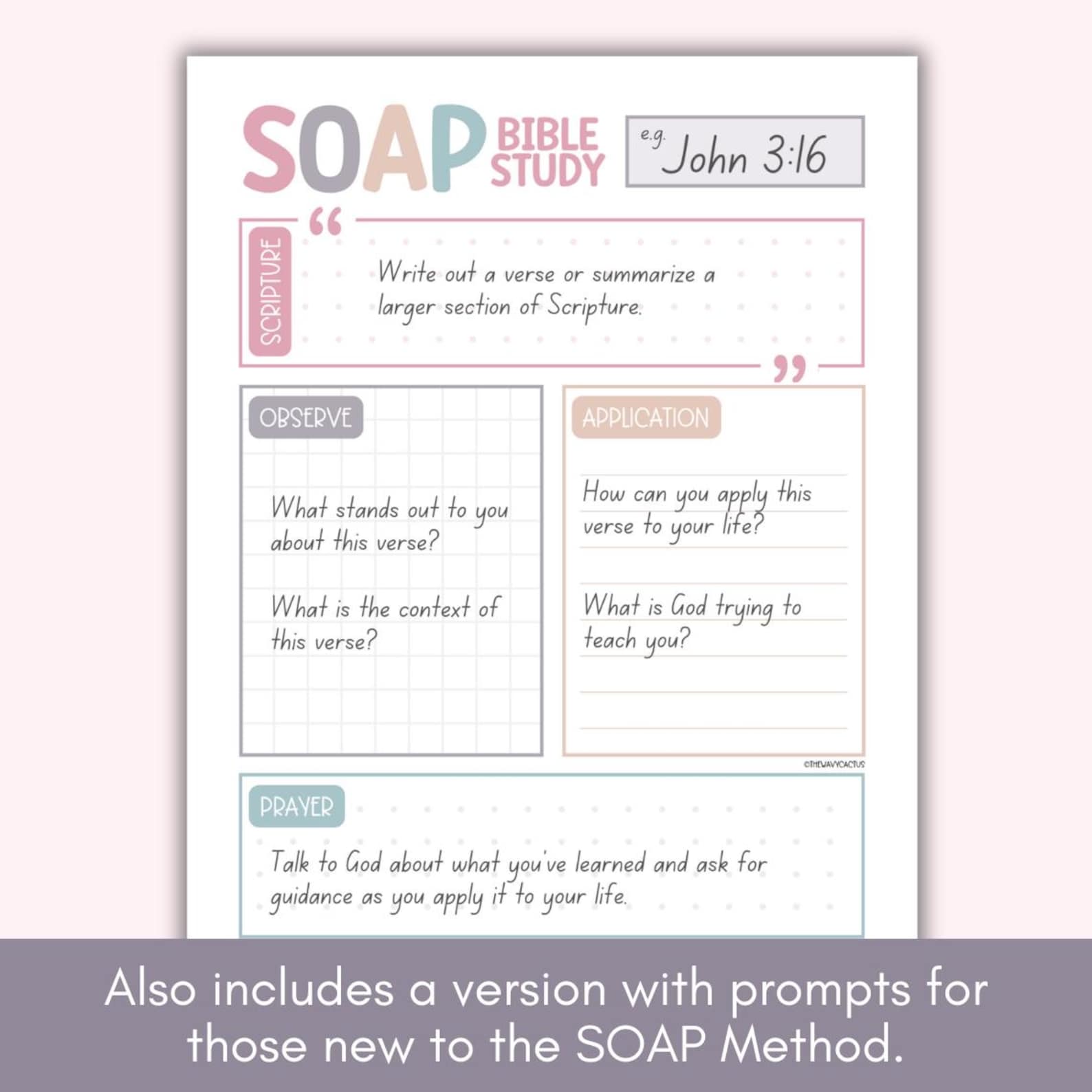SOAP Bible Study Template Printable, SOAP Method Bible Verse Mapping ...