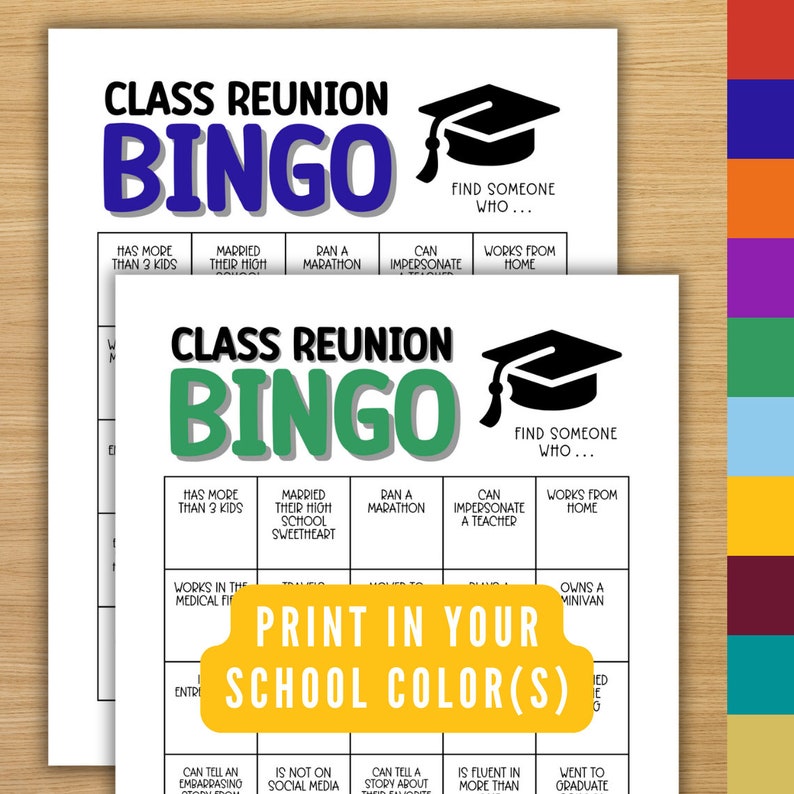 Class Reunion Bingo Game Printable, School Reunion Icebreaker Game ...