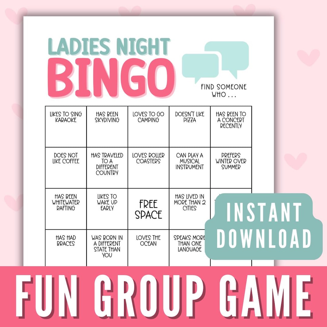 Ladies Night Bingo Cards Printable, Large Group Party Game, Girls Night ...