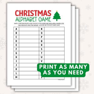 Christmas A-Z Game Printable, Fun Group Christmas Game, Family ...