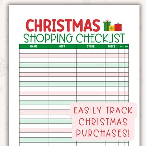 Christmas Shopping Gift List Printable, Christmas Gift Budget Tracker ...