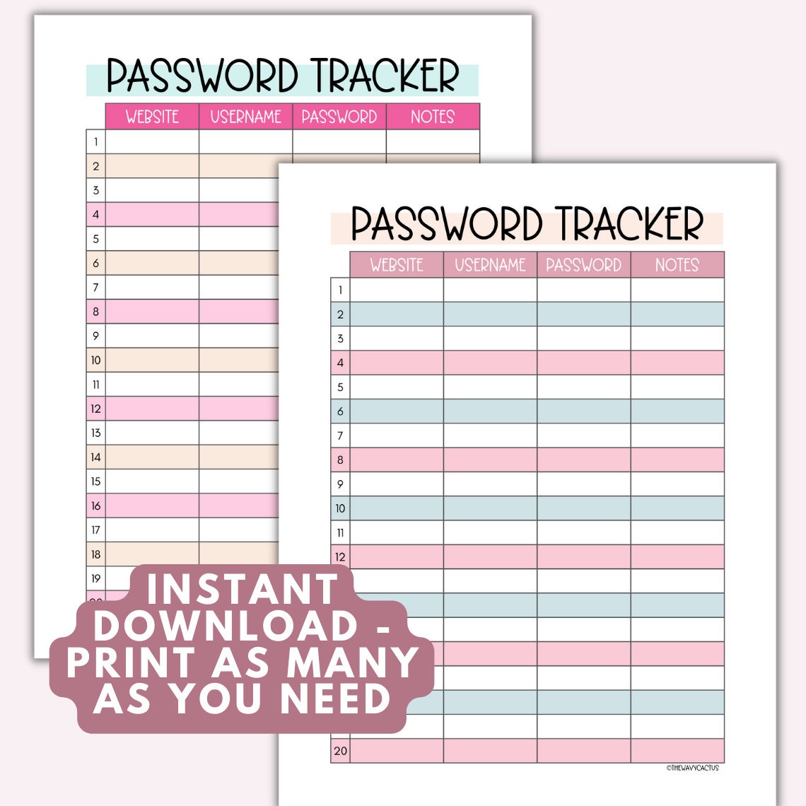 Password Tracker Printable, Password Log & Organizer, Password Keeper ...