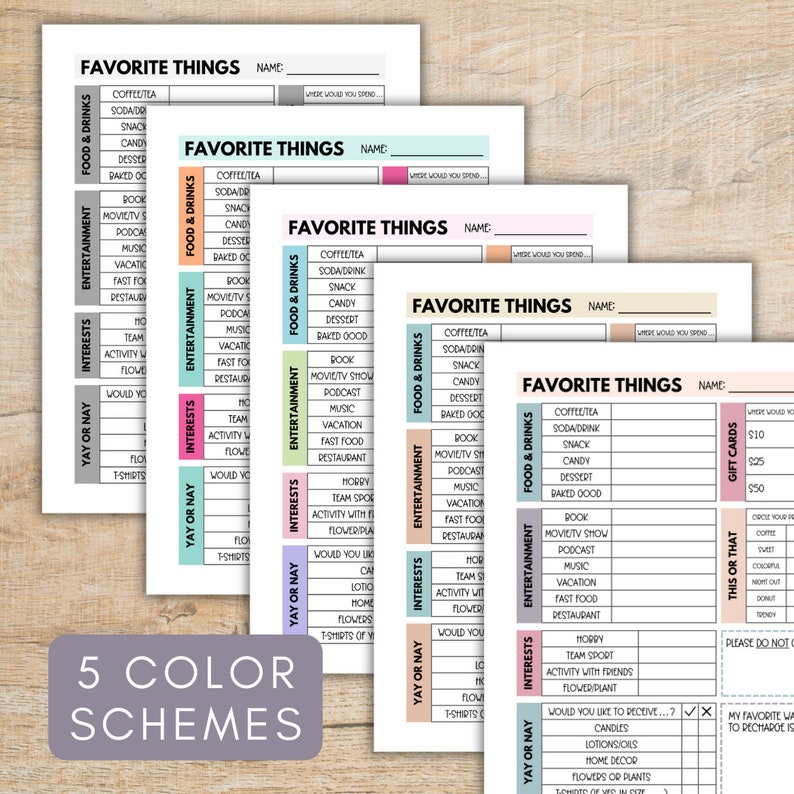 Favorite Things Survey Printable, Coworker Questions, All About Me ...