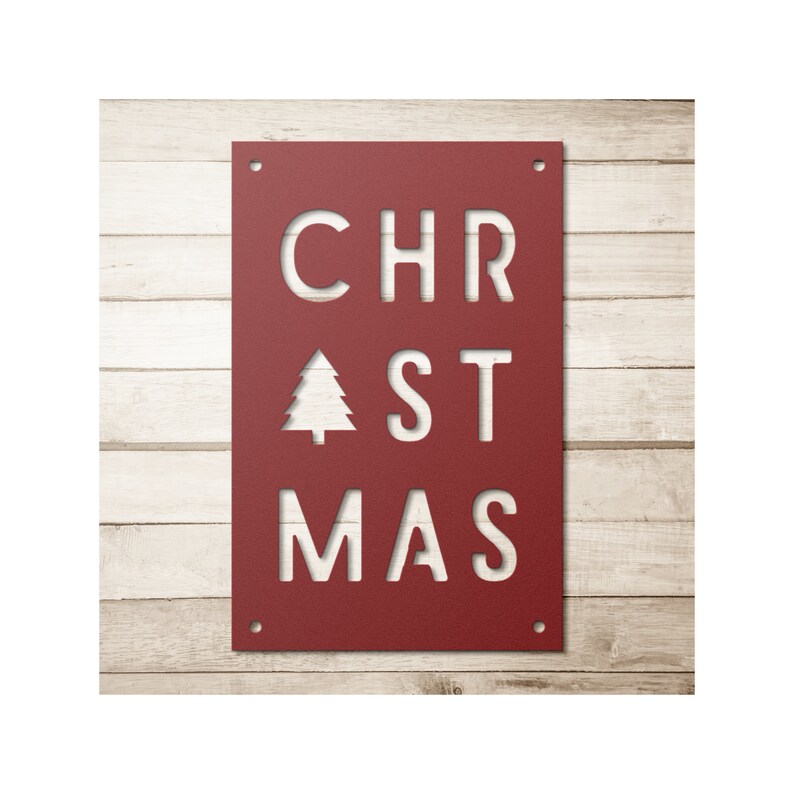 Christmas Tree Metal Sign | Merry Christmas Outdoor Metal Wall Art ...