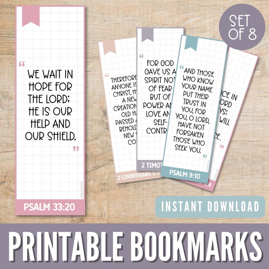 Printable Bible Verse Bookmarks, Bible Memorization Tools, Scripture ...