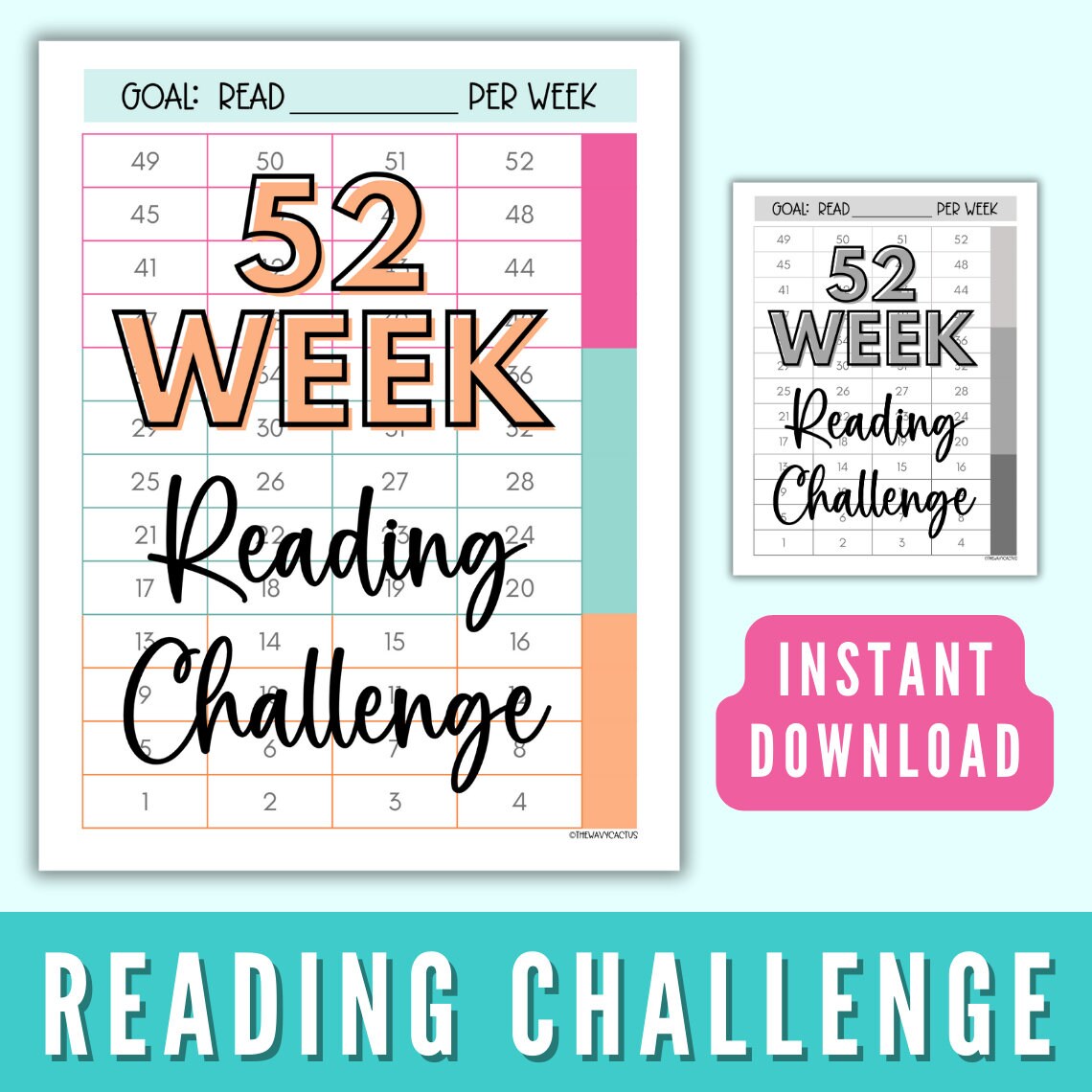 52 Week Reading Challenge Printable Tracker, Reading Tracker, Reading ...