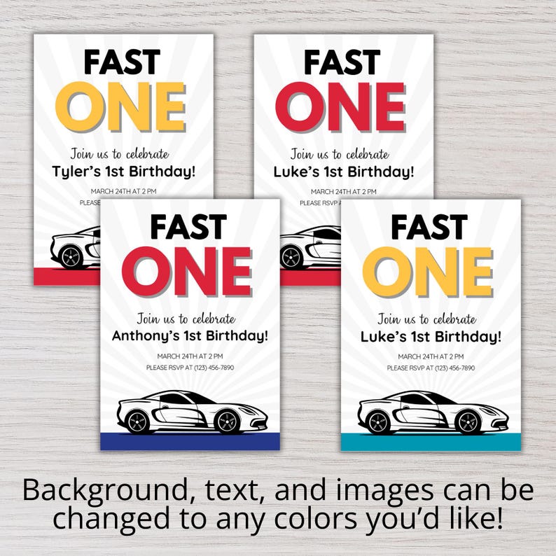 Fast One Birthday Invitation Template, Race Car Themed 1st Birthday ...