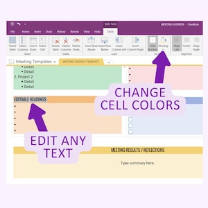 Onenote Meeting Notes Template, Customizable Digital Meeting Agenda ...