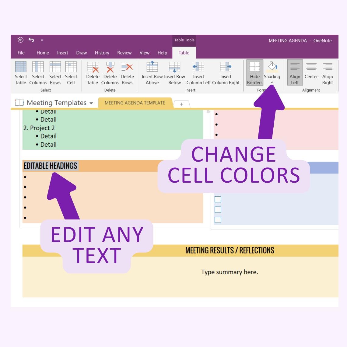 Onenote Meeting Notes Template, Customizable Digital Meeting Agenda ...