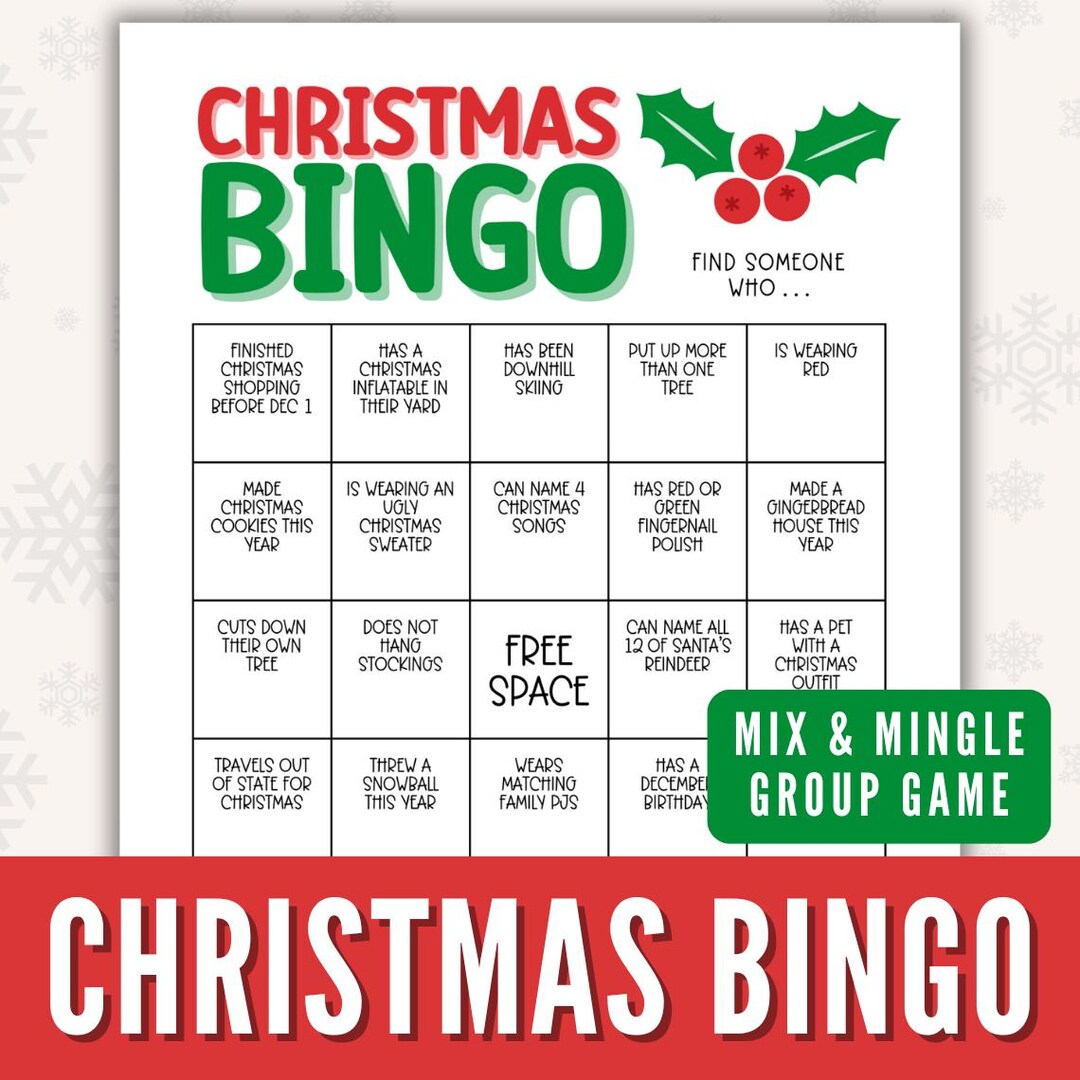 Mix and Mingle Christmas Bingo, Christmas Bingo Cards, Find the Guest ...