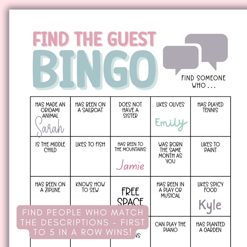 Find the Guest Bingo Cards Printable, Fun Icebreaker Game Instant ...