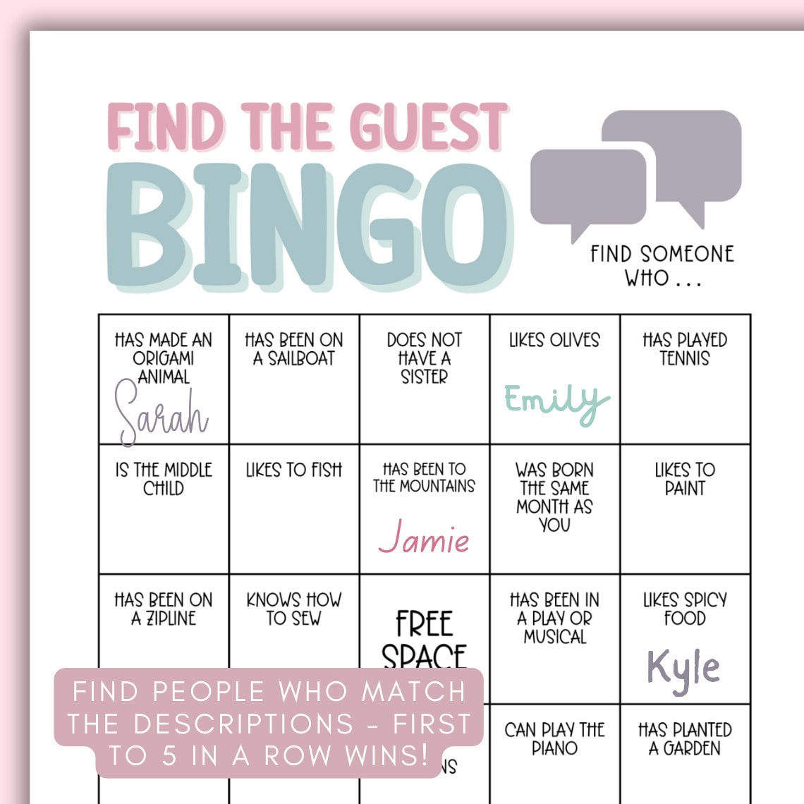 Find the Guest Bingo Cards Printable, Fun Icebreaker Game Instant ...