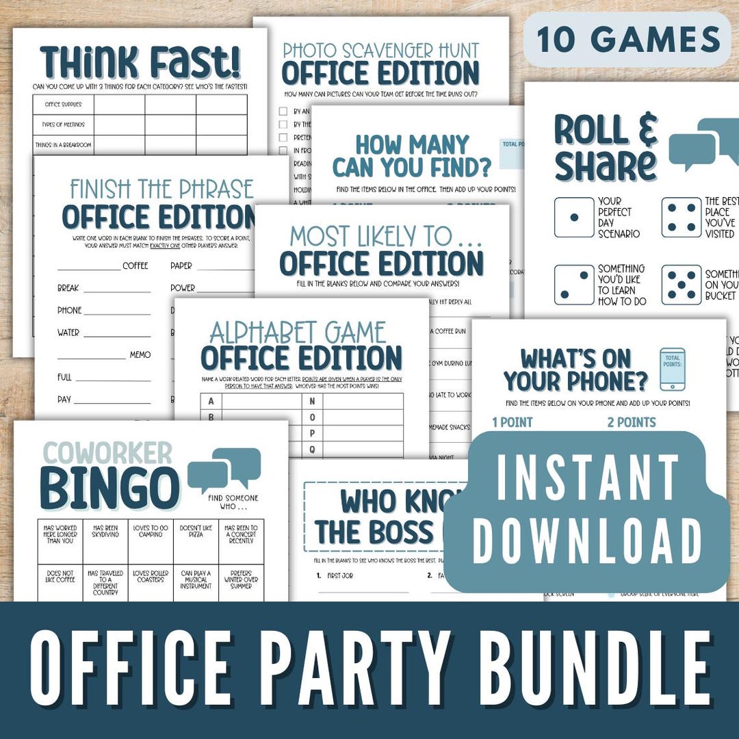 Office Party Game BUNDLE, Printable Office Games, Team Building Games ...
