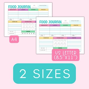 Daily Food Journal Printable, Daily Food Planner, Daily Food Diary Meal ...