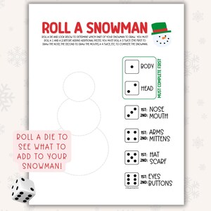 Roll a Snowman Game Printable, Classroom Christmas Party Activity, Fun ...