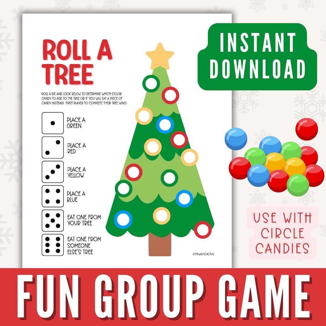 Roll a Tree Christmas Game Printable, Christmas Candy Game for Large ...