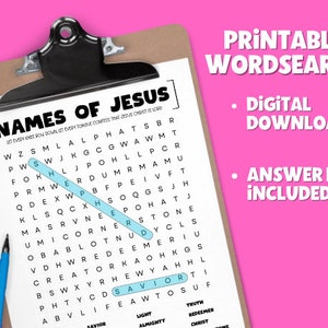 Christian Wordsearch | Names of Jesus Wordsearch for Kids/youth/adults ...