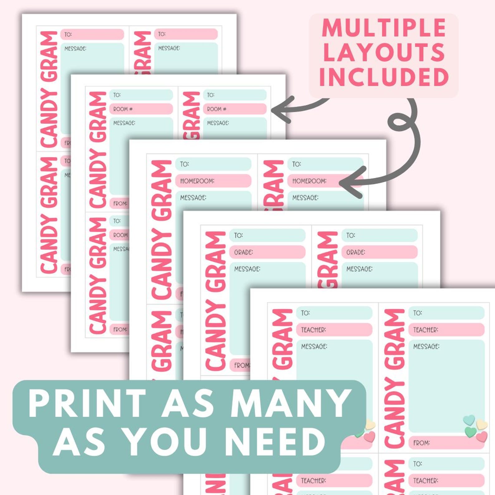 Candy Grams Template Printable, Editable PTA Valentine Event, Canva ...