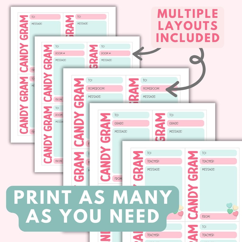 Candy Grams Template Printable, Editable PTA Valentine Event, Canva ...