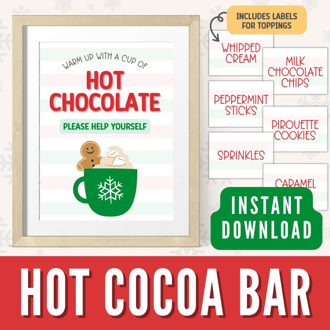 Printable Hot Chocolate Bar Template, Office Holiday Party Hot Cocoa ...