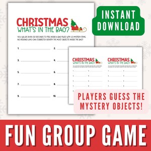 Christmas Guessing Game Printable, Guess What's in the Bag Game, Office ...