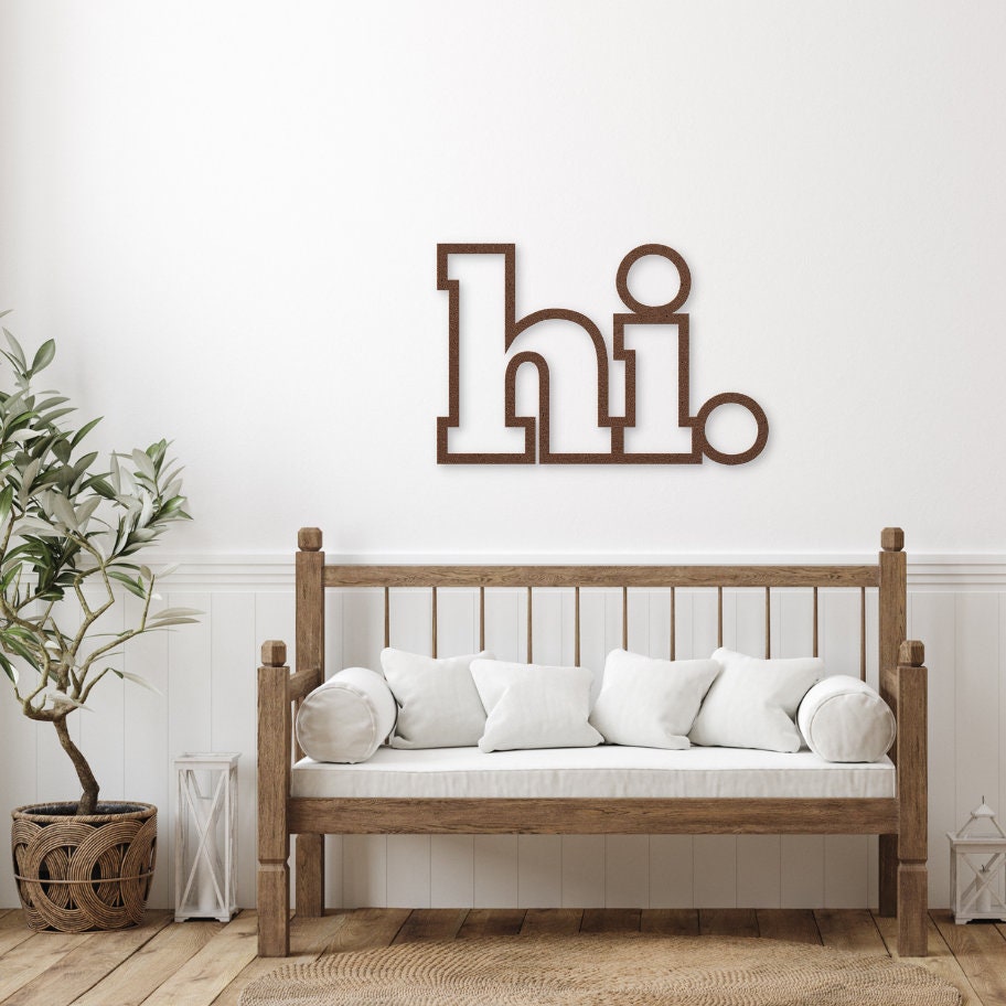 Metal Hi Sign, Modern Front Door Hello Welcome Sign, Entryway Decor ...
