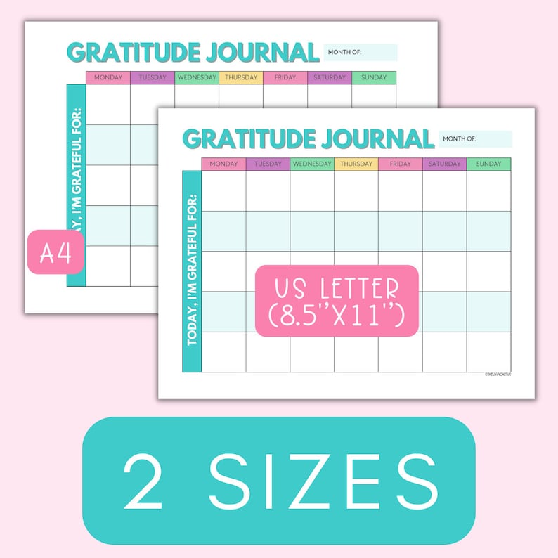 Gratitude Journal Printable, Printable Monthly Tracker Undated Calendar ...