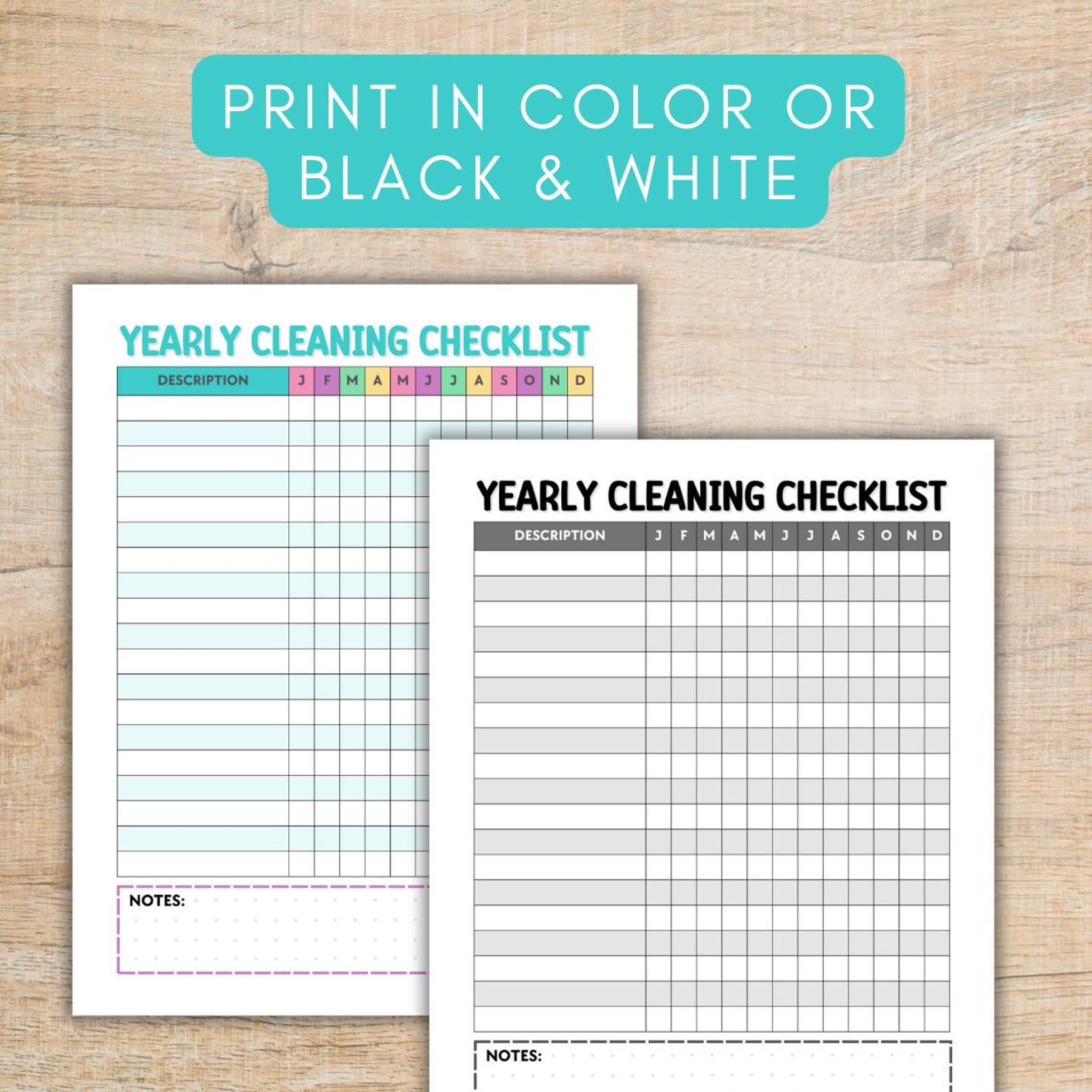 Yearly Cleaning Checklist Printable, Colorful Annual Cleaning to Do ...