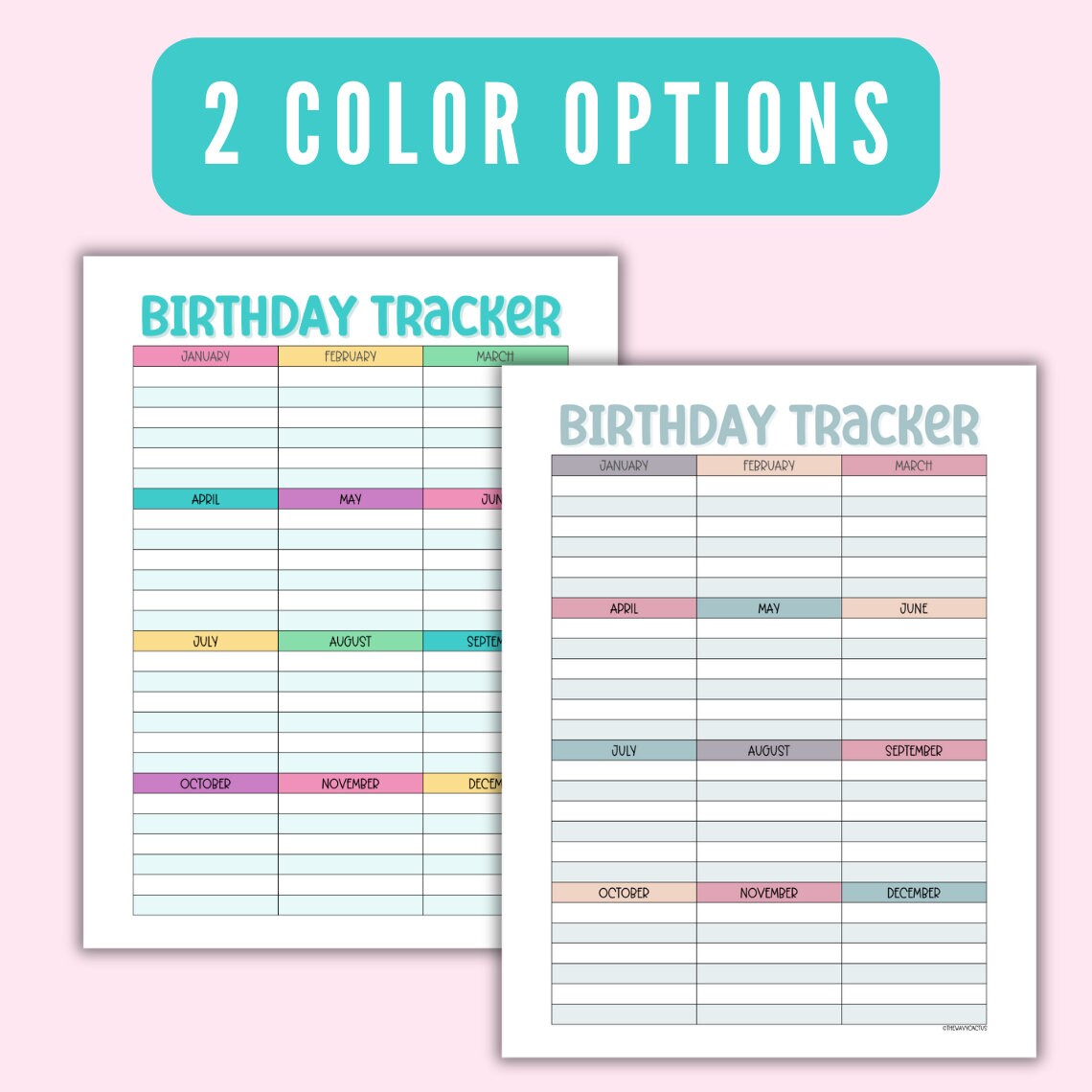 Birthday Tracker Printable, Birthday Calendar Log, Birthday Reminder ...