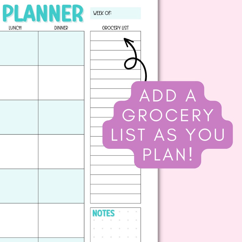 Weekly Meal Planner Printable Template, 7 Day Menu Recipe Planner With ...