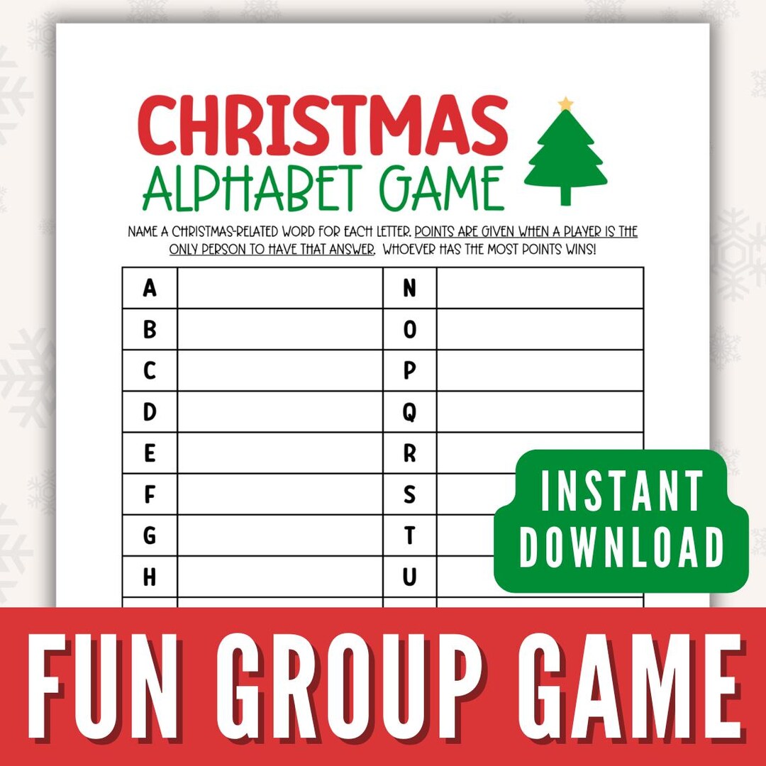 Christmas A-Z Game Printable, Fun Group Christmas Game, Family ...