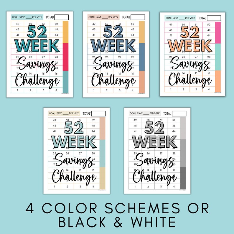 52 Week Challenge Printable 52 Week Savings Challenge Tracker Money ...