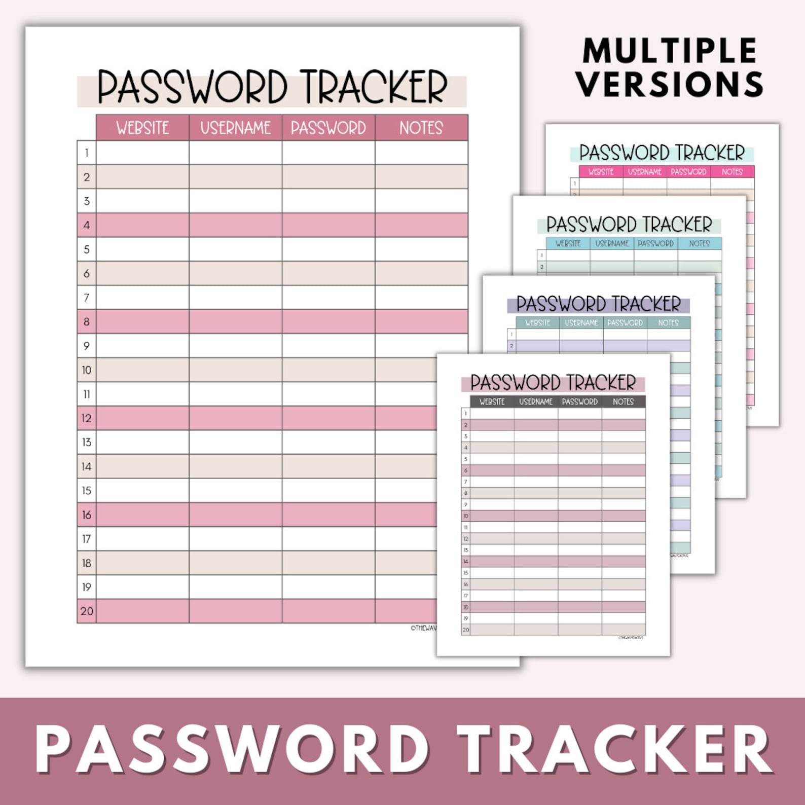Password Tracker Printable, Password Log & Organizer, Password Keeper ...