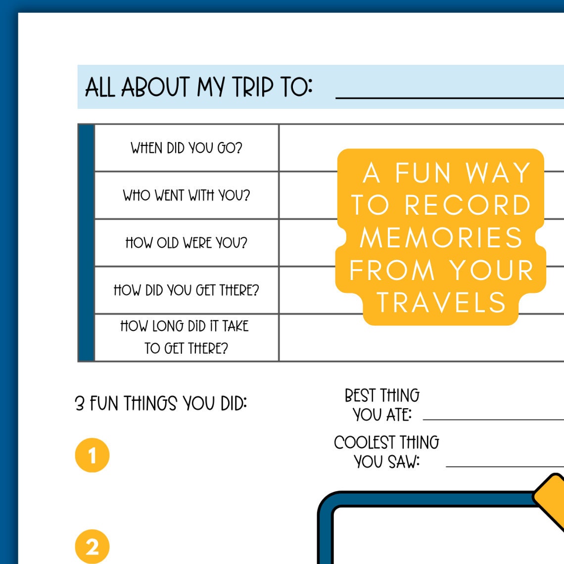 Travel Journal Kids Printable, Vacation Diary Kids Instant Download ...