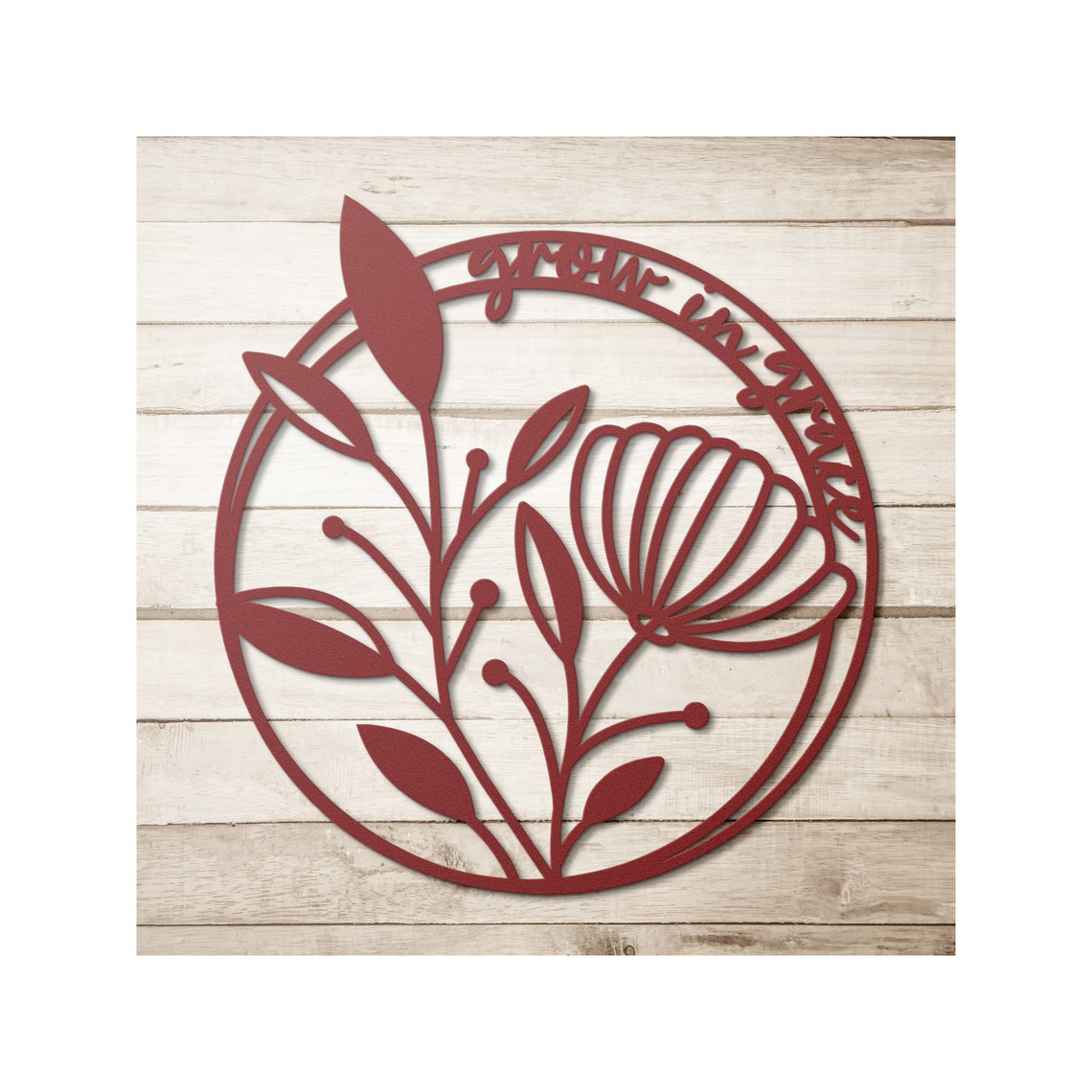 Christian Metal Wall Art Grow in Grace Floral Art Bible Verse Metal Art ...