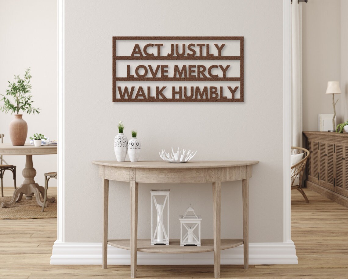 Christian Metal Wall Art Act Justly Love Mercy Walk Humbly, Scripture ...