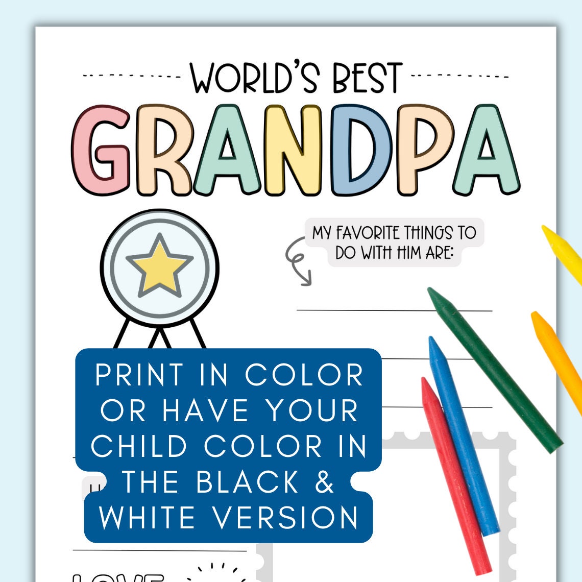 Gift for Grandpa From Kids, Grandparents Day Printable, All About My ...