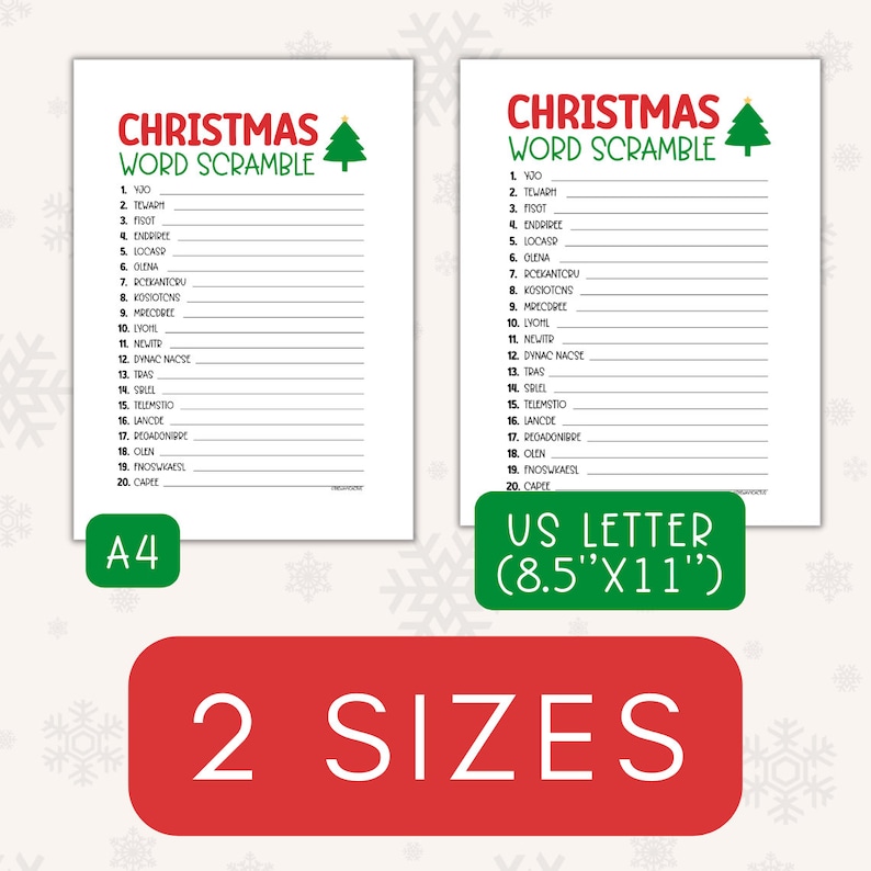 Christmas Word Scramble Printable, Fun Christmas Printable Unscramble ...