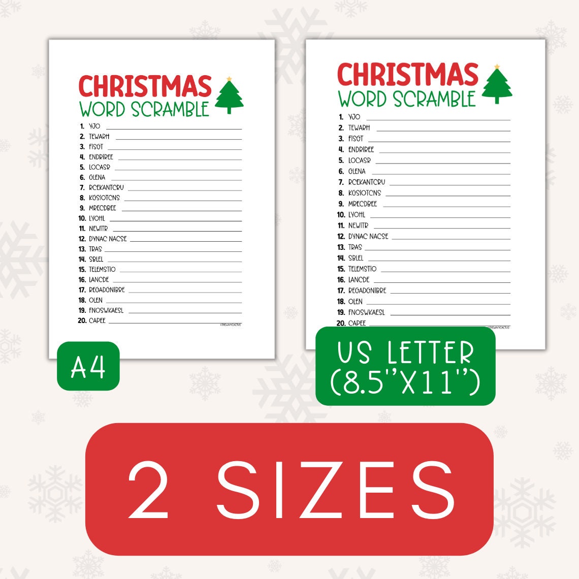 Christmas Word Scramble Printable, Fun Christmas Printable Unscramble ...