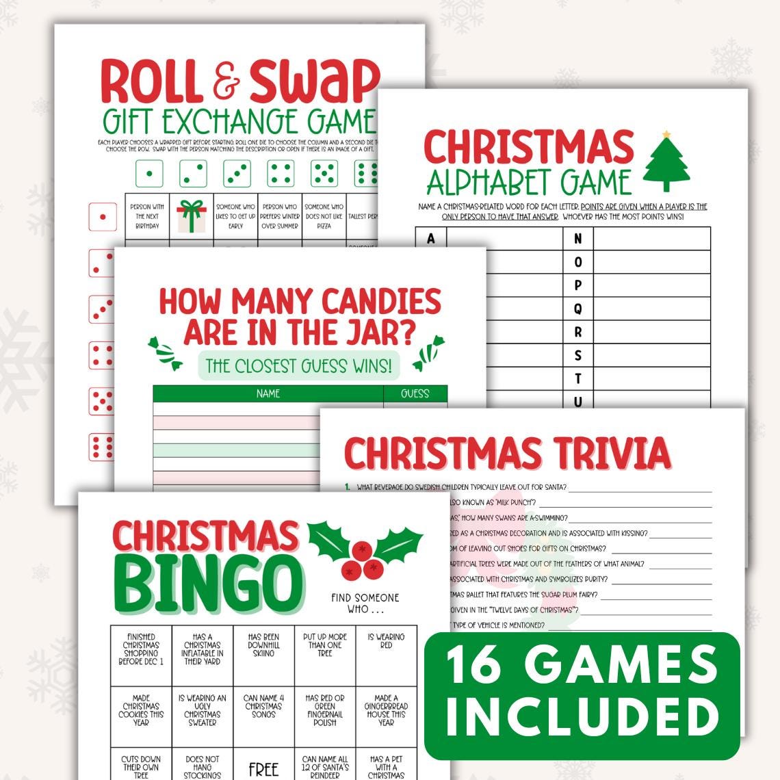 Christmas Game BUNDLE, Printable Holiday Games, Office Xmas Party Games ...