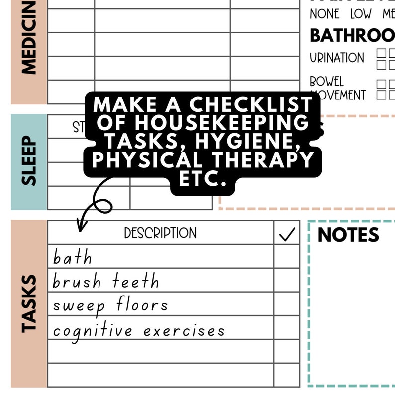 Caregiver Log Printable, Caregiver Daily Log Instant Download ...