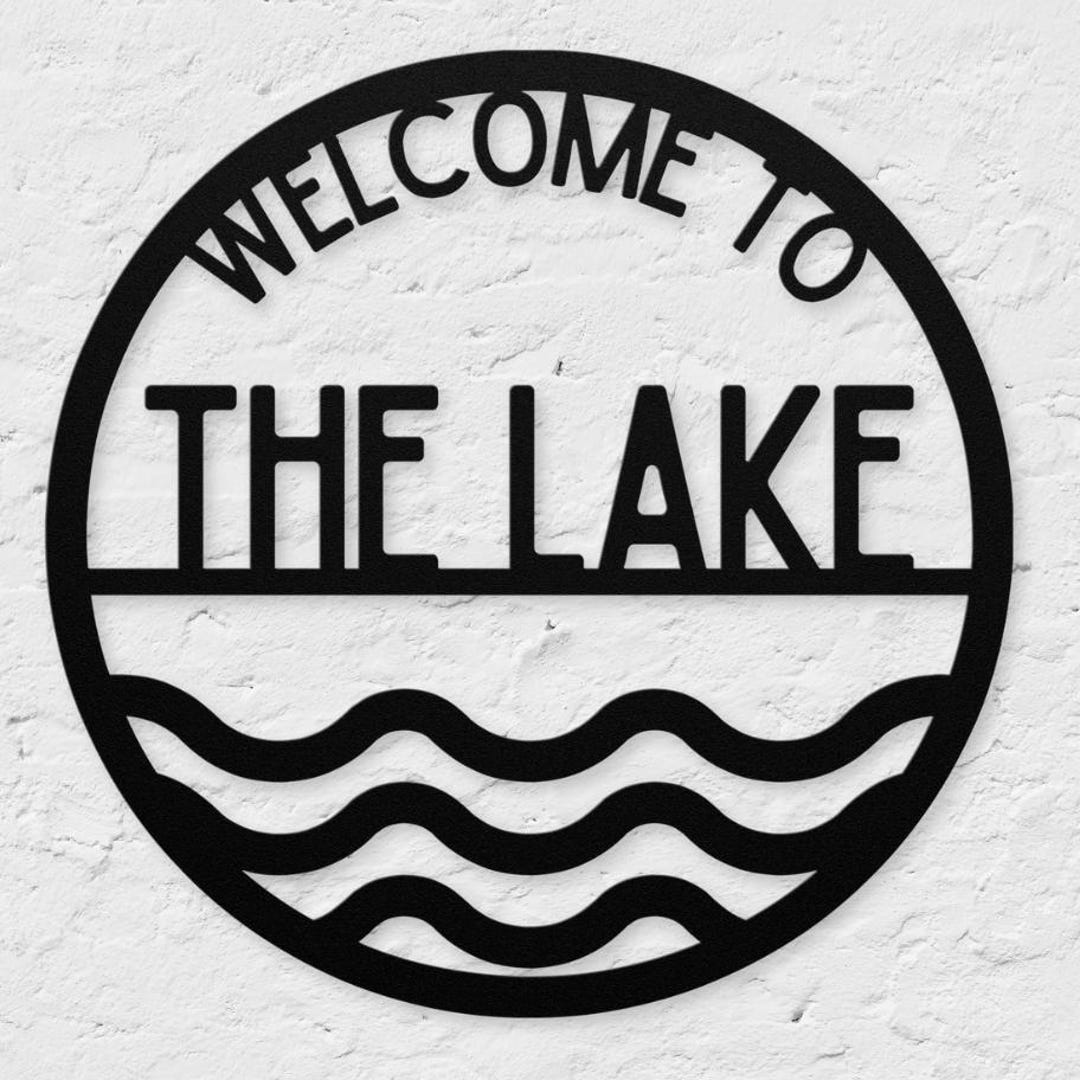 Welcome to the Lake Metal Sign, Modern Lake House Decor, Minimal ...